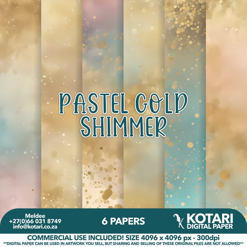 Pastel Pink and Blue Gold Shimmer - Digital Paper / Background / Junk ...