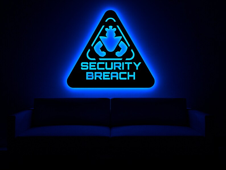FNAF Security Breach Warning Sign, Anime Art, Led Wall Decor, Night ...