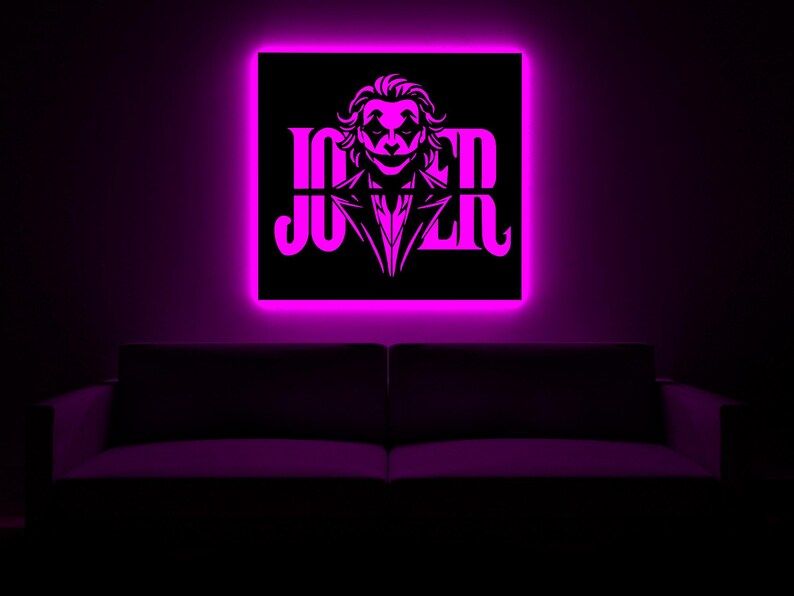 Joker LED Sign, Villain Wall Art, Dark Knight Decor, Lighted Wall ...
