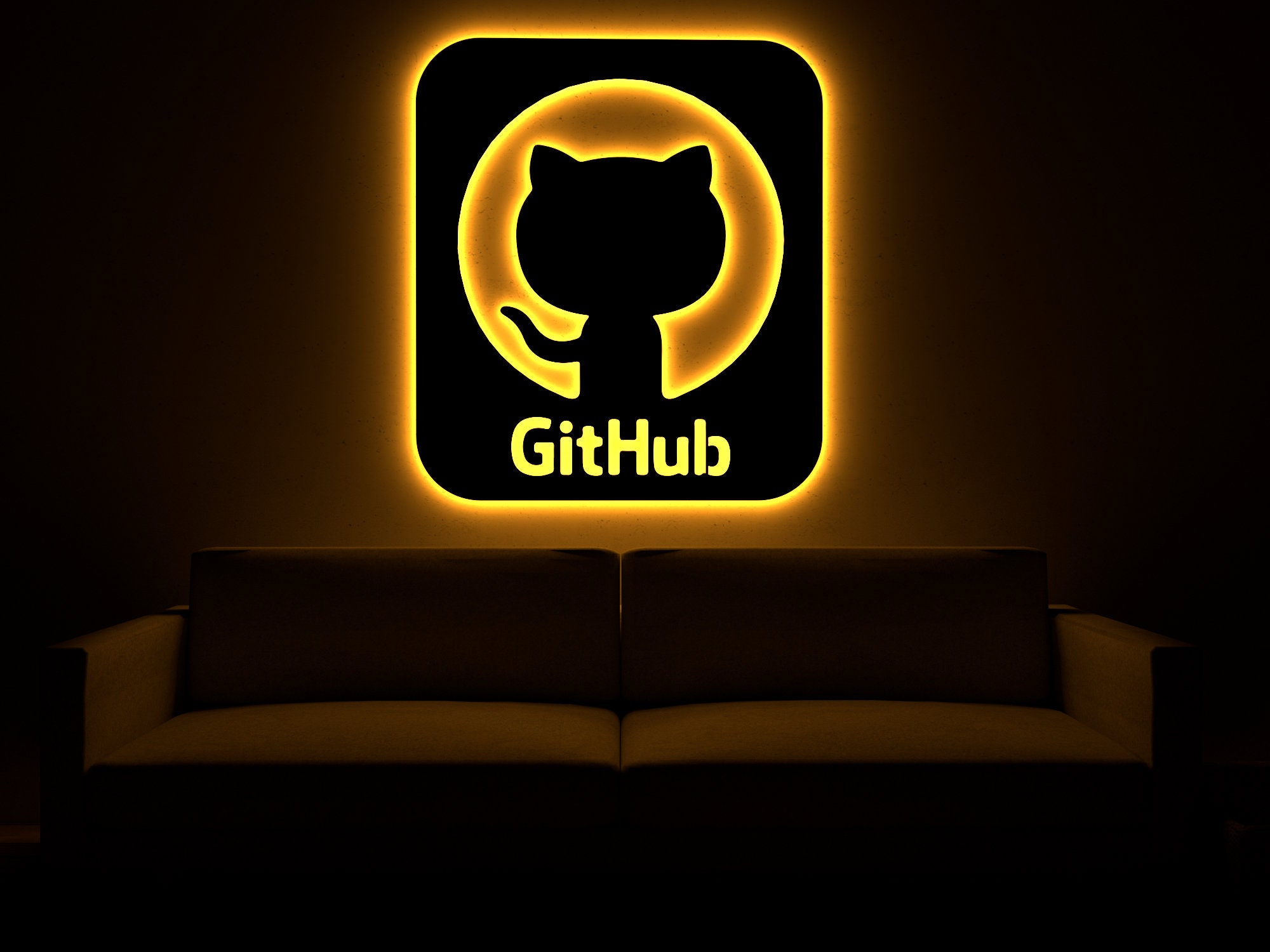 Github Logo Sign, Octocat Led Art, Gamer Room Sign, Night Light, Coder Decor, Hacker, Gitlab ...