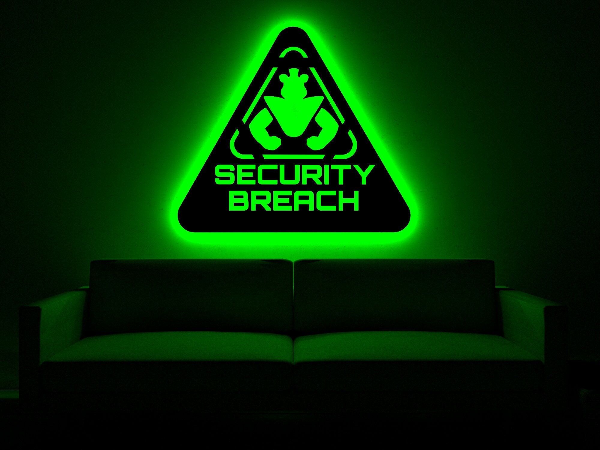 FNAF Security Breach Warning Sign, Anime Art, Led Wall Decor, Night ...