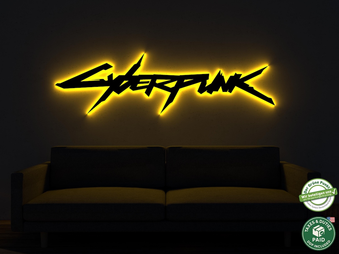 Placa de LED Cyberpunk, Arte de parede para sala de jogos, Decoração ...