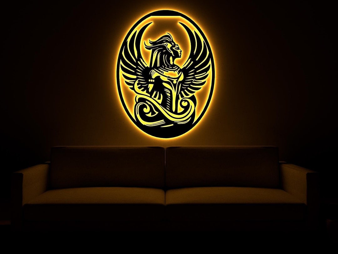 Valkyrie Neon Wall Led Sign, Mythical Warrior Decor, Personalized Norse ...
