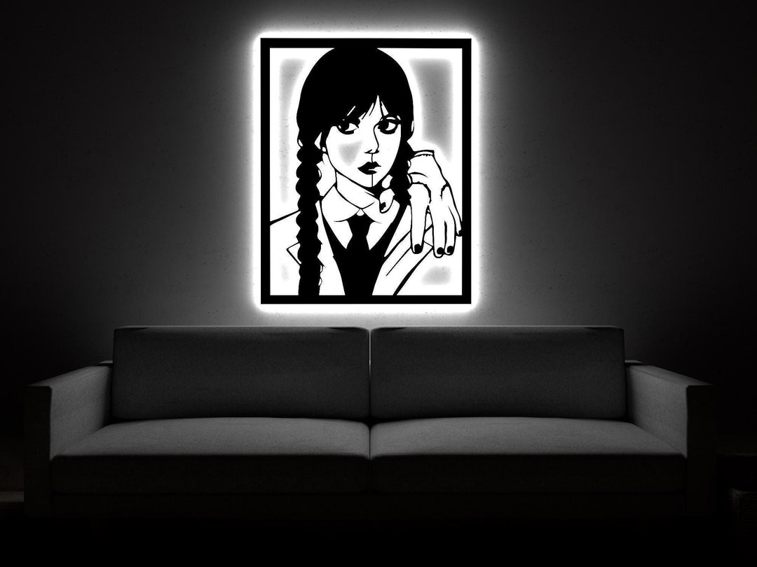 Wednesday Addams LED Sign, Gothic Wall Art, Addams Family Decor, Wall ...