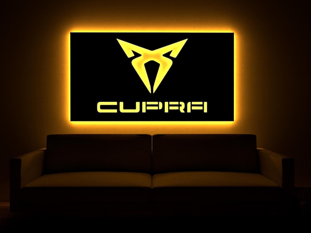 Cupra Logo Neon Wall Led Sign, Automotive Brand Decor, Yellow Glow Art ...