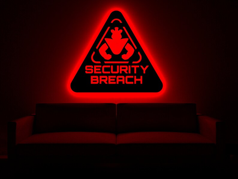 FNAF Security Breach Warning Sign, Anime Art, Led Wall Decor, Night ...