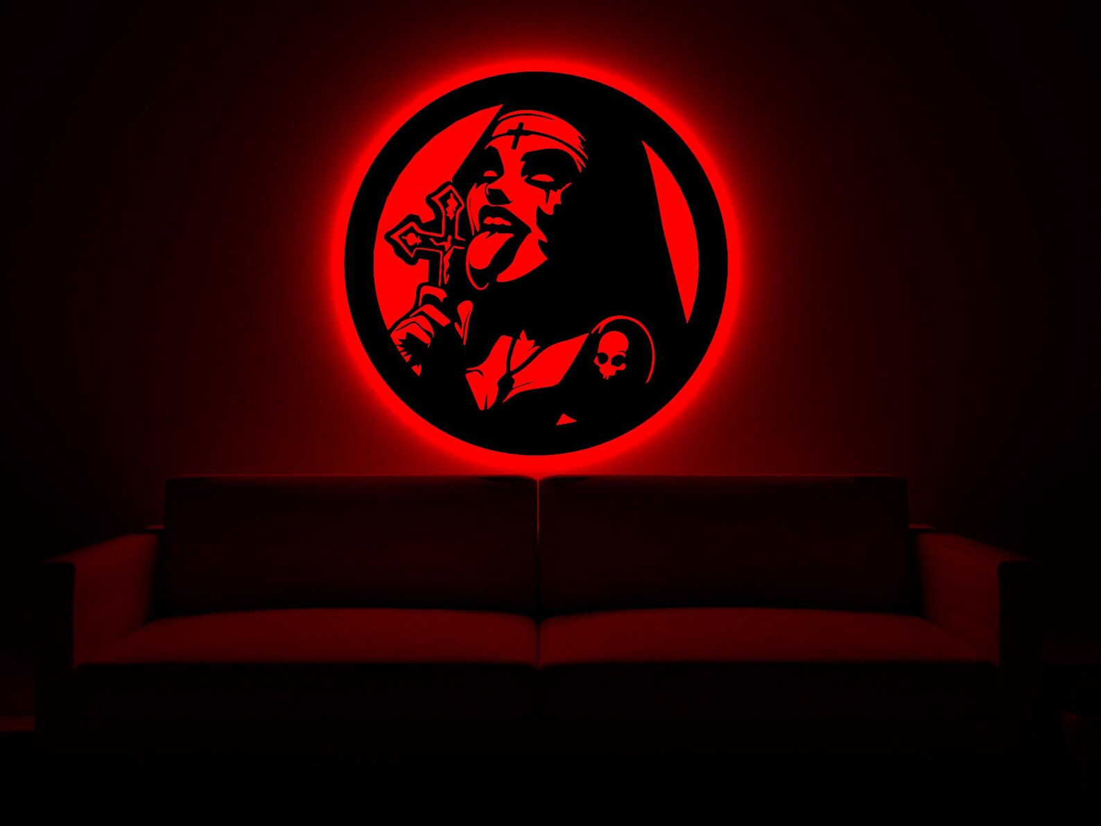 Edgy Nun Neon Wall Led Sign, Gothic Room Decor, Alternative Art Light ...