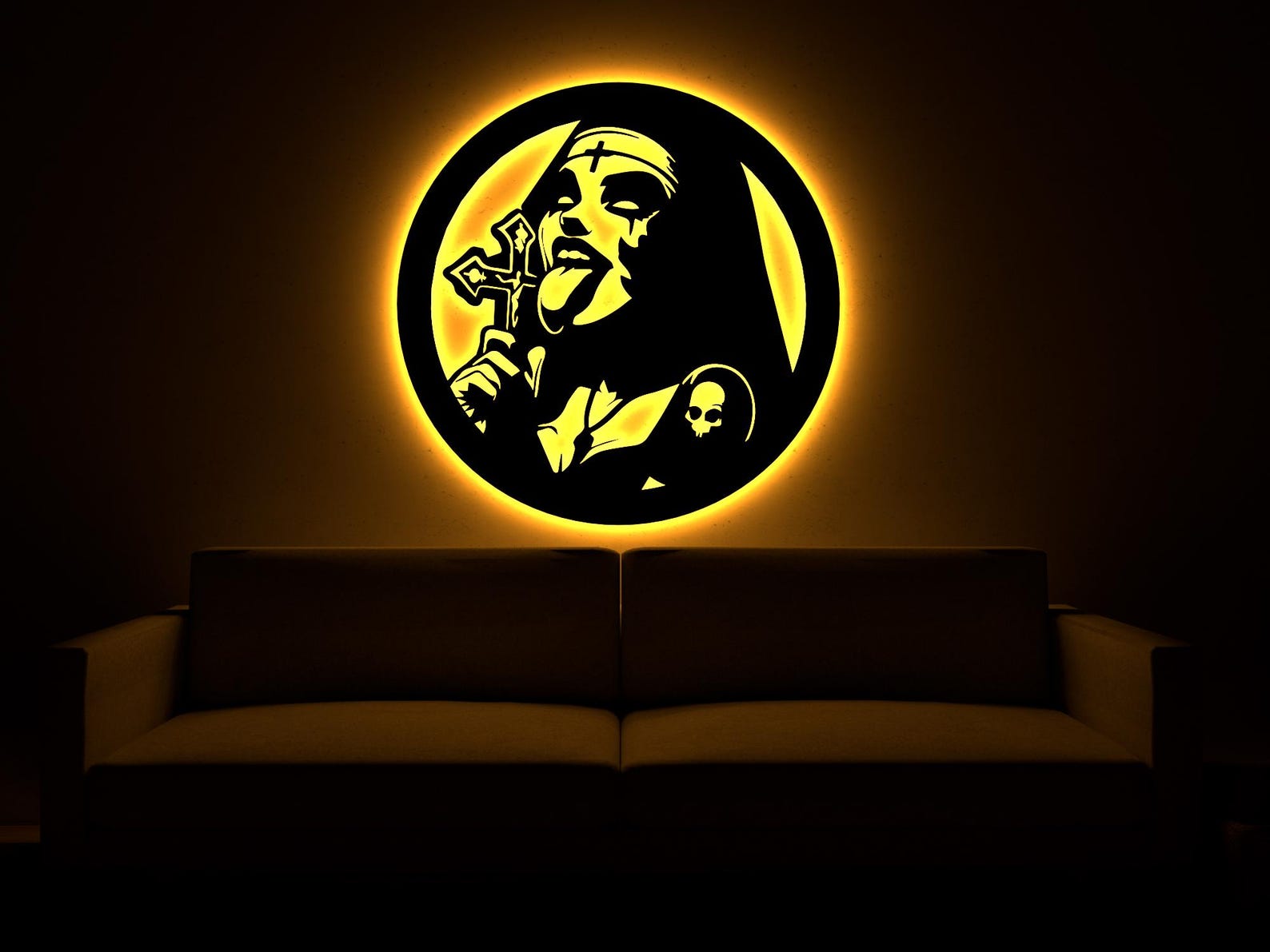 Edgy Nun Neon Wall Led Sign, Gothic Room Decor, Alternative Art Light ...