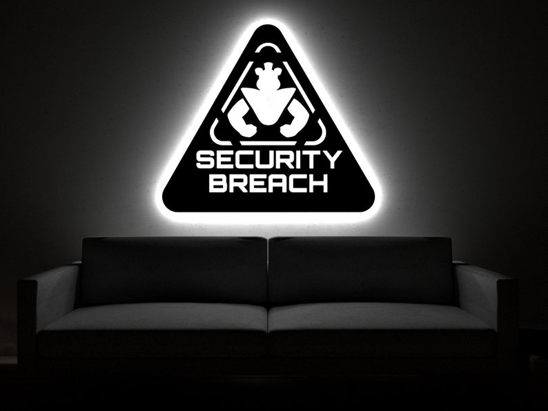 FNAF Security Breach Warning Sign, Anime Art, Led Wall Decor, Night ...