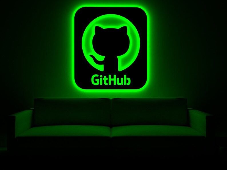 Github Logo Sign, Octocat Led Art, Gamer Room Sign, Night Light, Coder Decor, Hacker, Gitlab ...