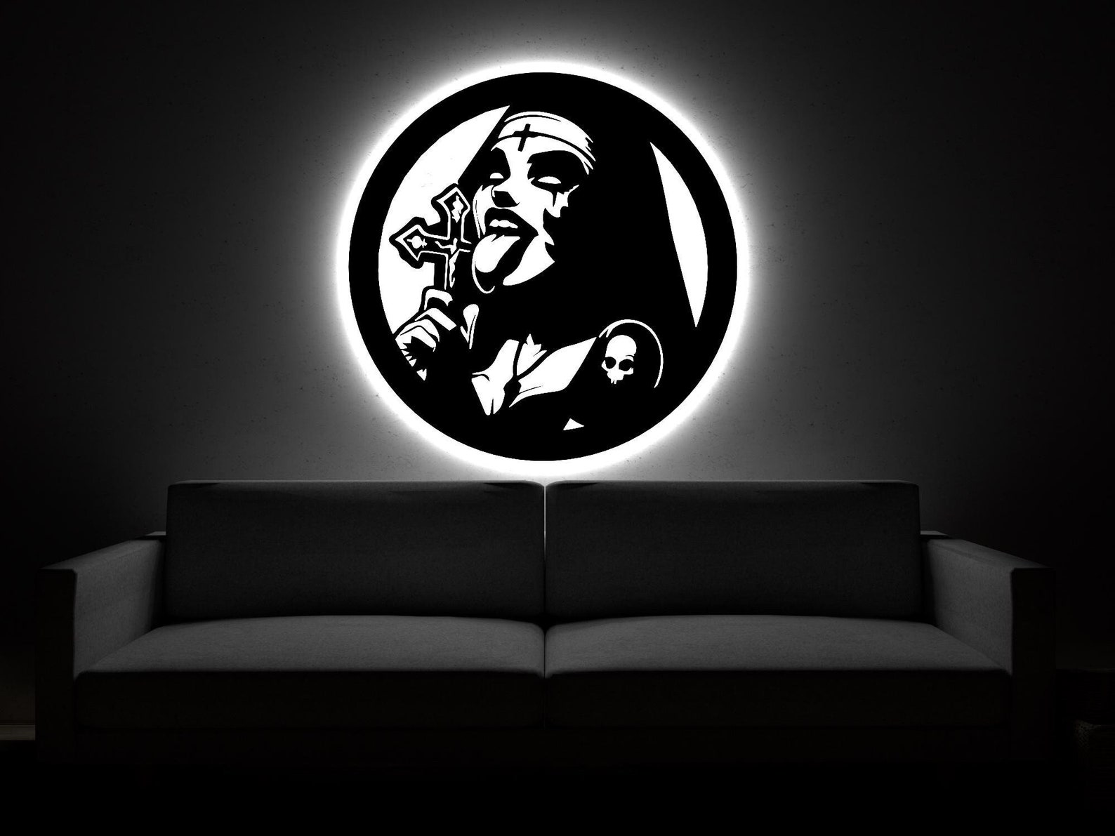 Edgy Nun Neon Wall Led Sign, Gothic Room Decor, Alternative Art Light ...