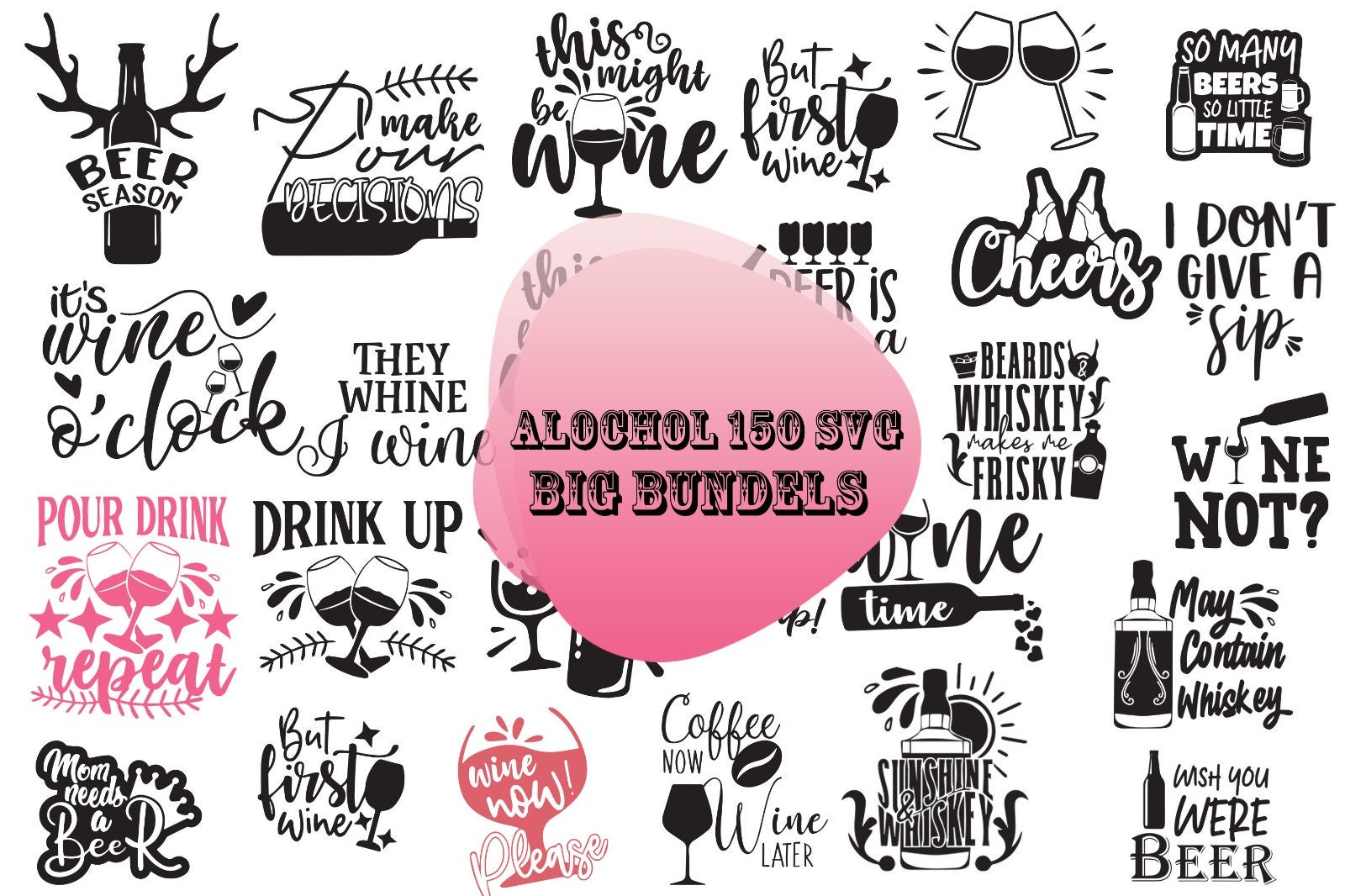 Alcohol Svg Bundle| Coaster Svg | Alcohol Svg Pack | Shot Glass Print ...
