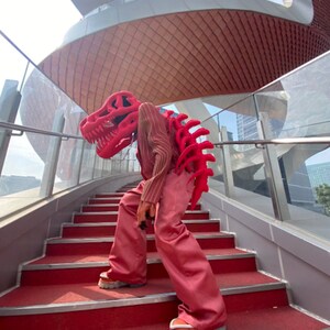 Crimson Rex T-rex Skeleton Red Flax Cloth: Lost Lands Rave Outfit - Etsy UK