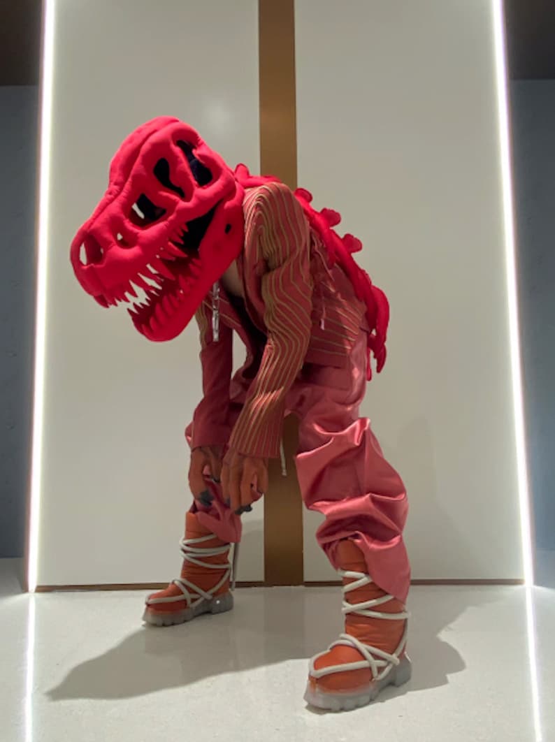 Crimson Rex T-rex Skeleton Red Flax Cloth: Lost Lands Rave Outfit - Etsy