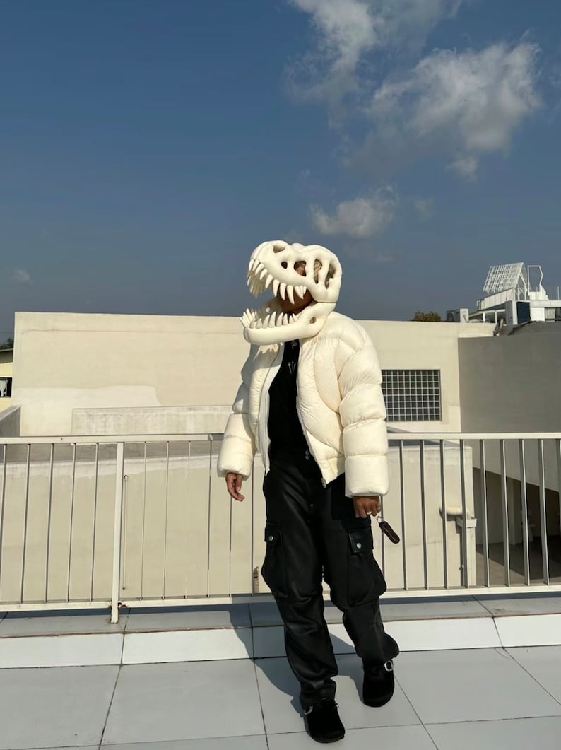 Frozen Fossil: T-rex Skeleton White Down Jacket - A Prehistoric ...
