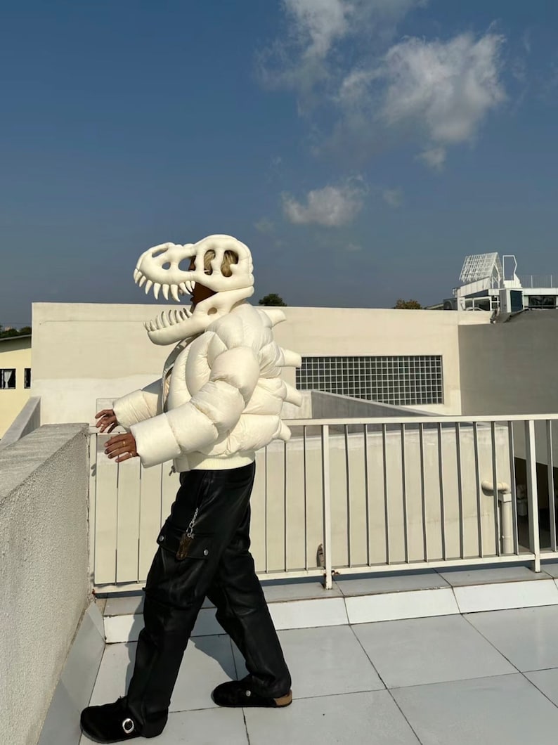Frozen Fossil: T-rex Skeleton White Down Jacket - A Prehistoric ...