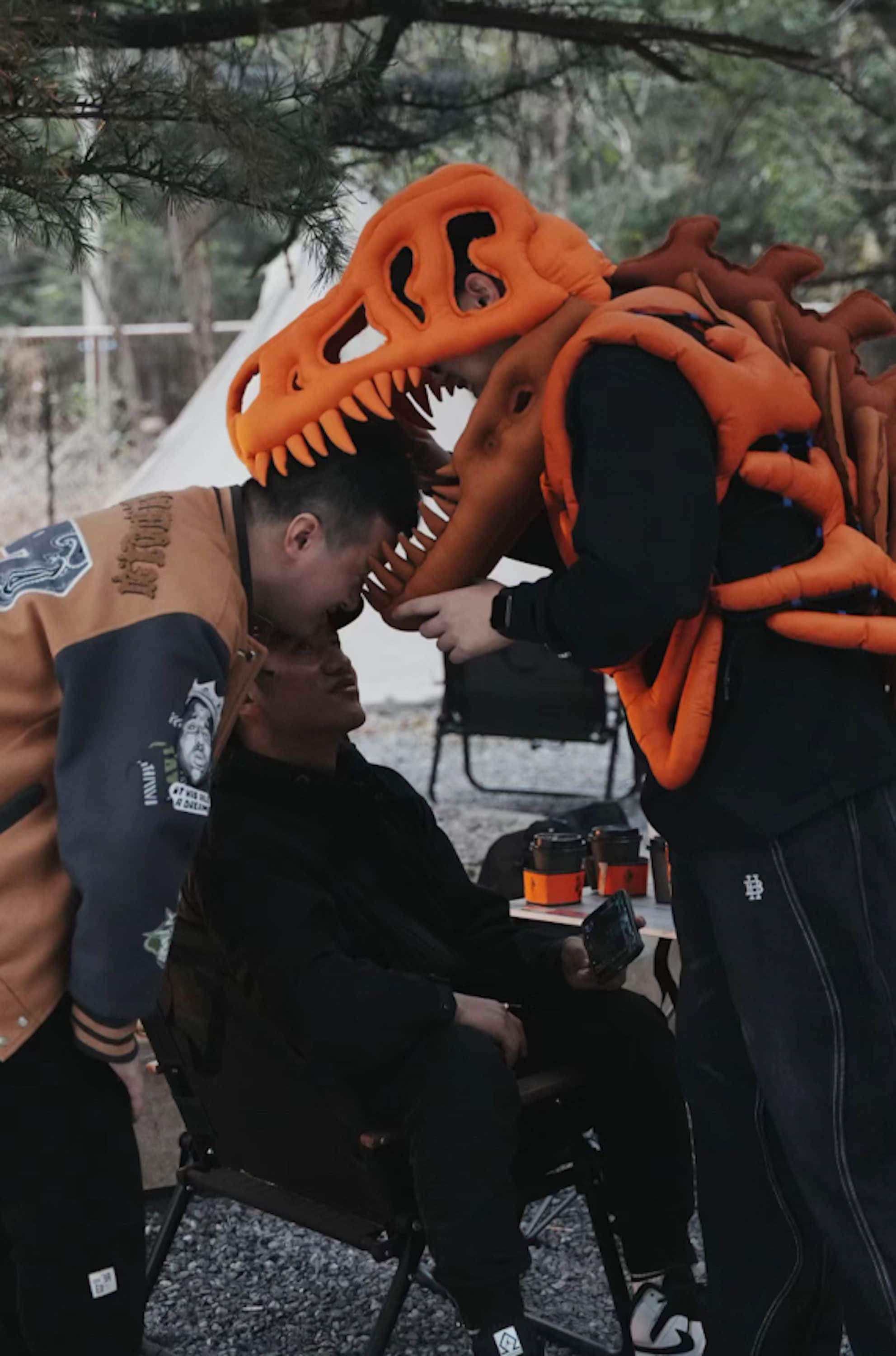 Ancient Aura: Tyrannosaurus Rex Skeleton Orange Cloth A Prehistoric ...