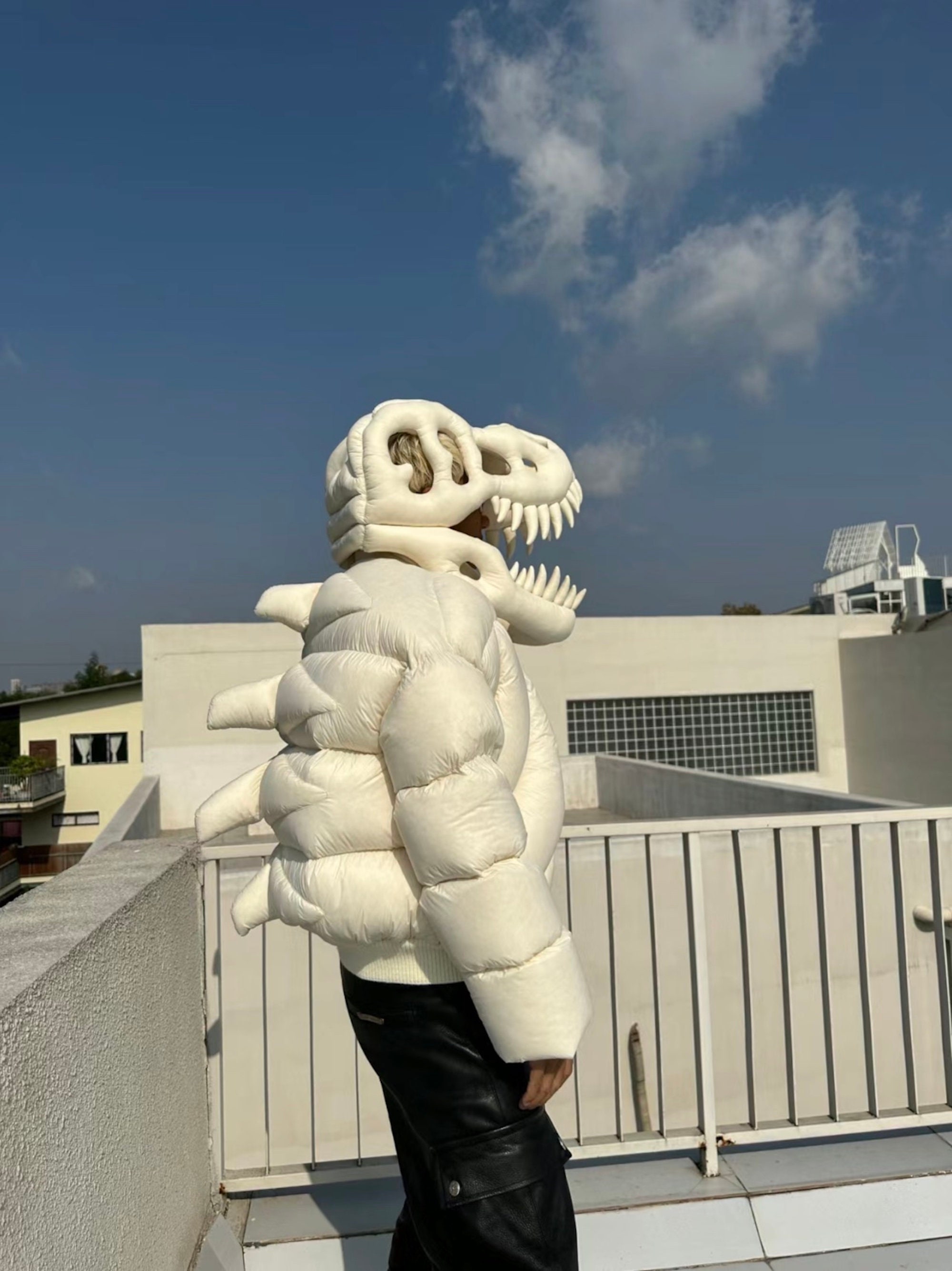 Frozen Fossil: T-rex Skeleton White Down Jacket - A Prehistoric ...