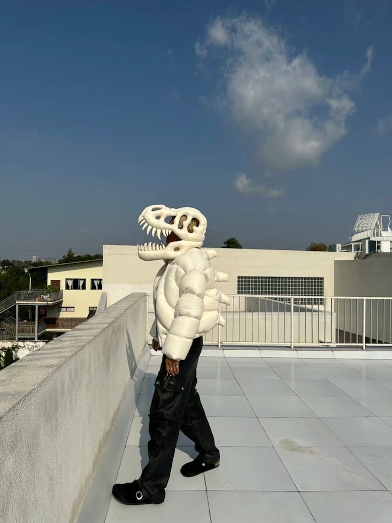 Frozen Fossil: T-rex Skeleton White Down Jacket - A Prehistoric ...