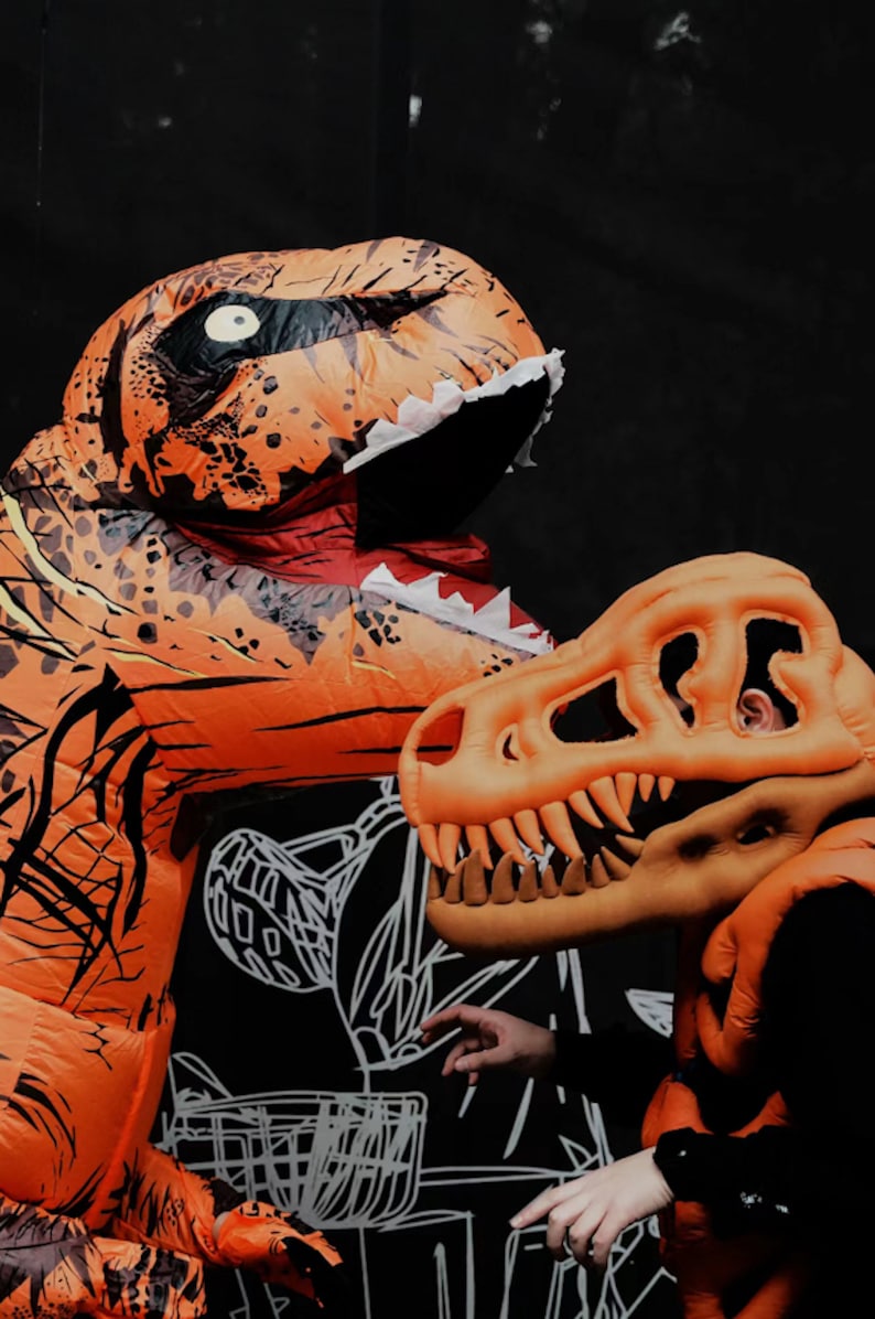 Handmade T-rex Skeleton Costume: Orange Flax Dinosaur Outfit - Etsy