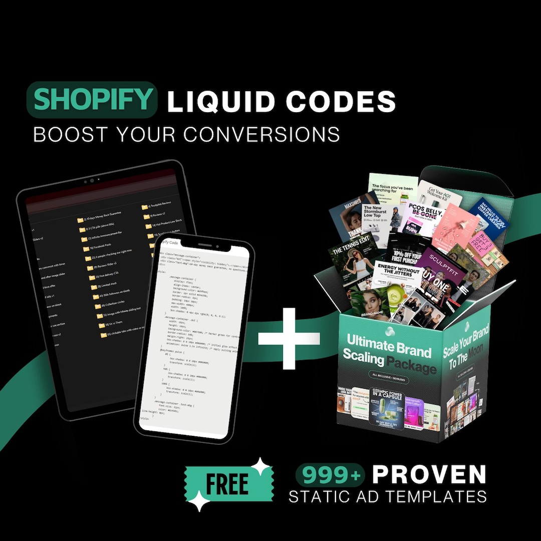 Free Static Ads, Shopify Ultimate Liquid Codebook Snippets, 60 ...