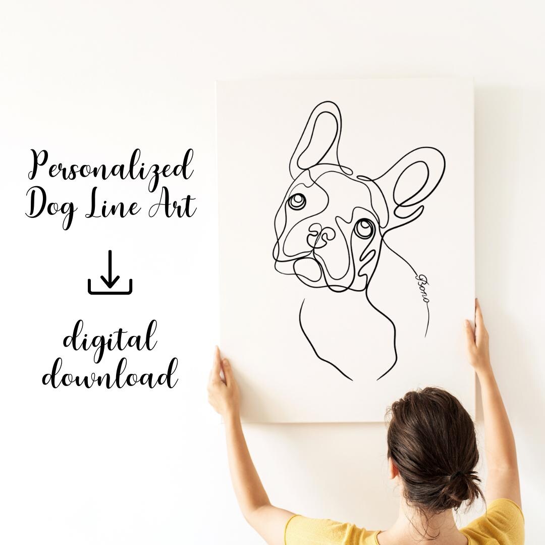 Personalized Dog Line Art From Photo Custom Pet Drawing Dog Sketch ...