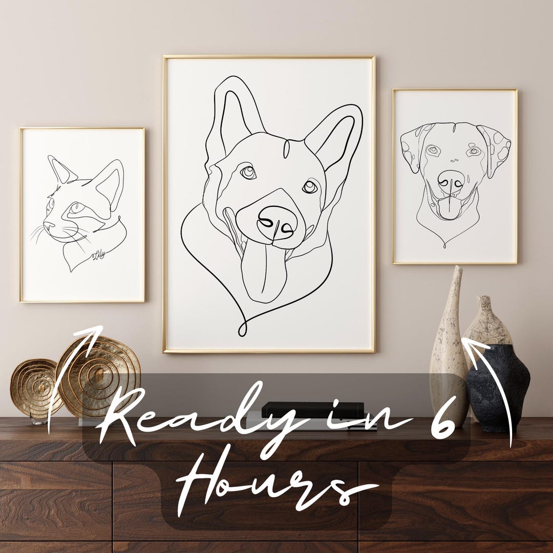 Custom Pet Line Drawing, Dog Line Drawing Tattoo, Custom Pet Outline ...