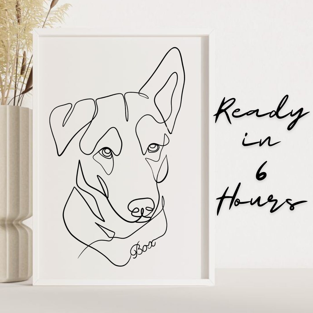 Custom Pet Line Drawing, Dog Line Drawing Tattoo, Custom Pet Outline ...