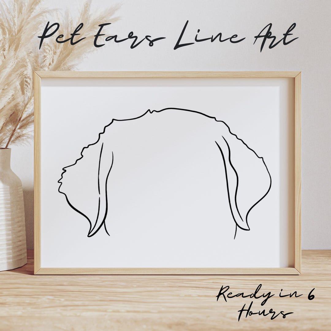 Pet Ears Line Art, Custom Digital Drawing, Pet Ear Outline, Dog ...