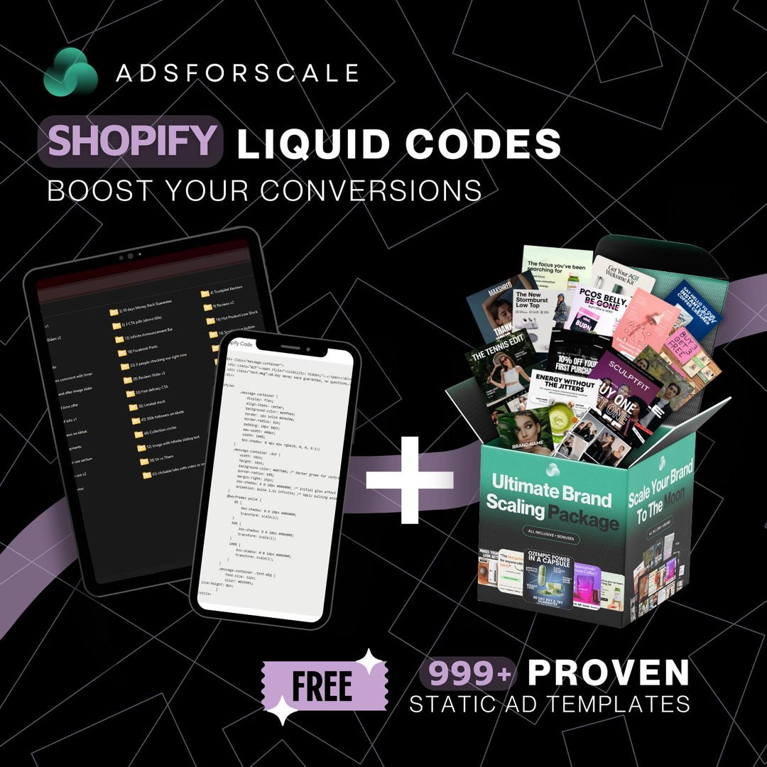 Shopify Liquid Codebook Snippets: Customizable E-commerce Ads (digital Download) - Etsy