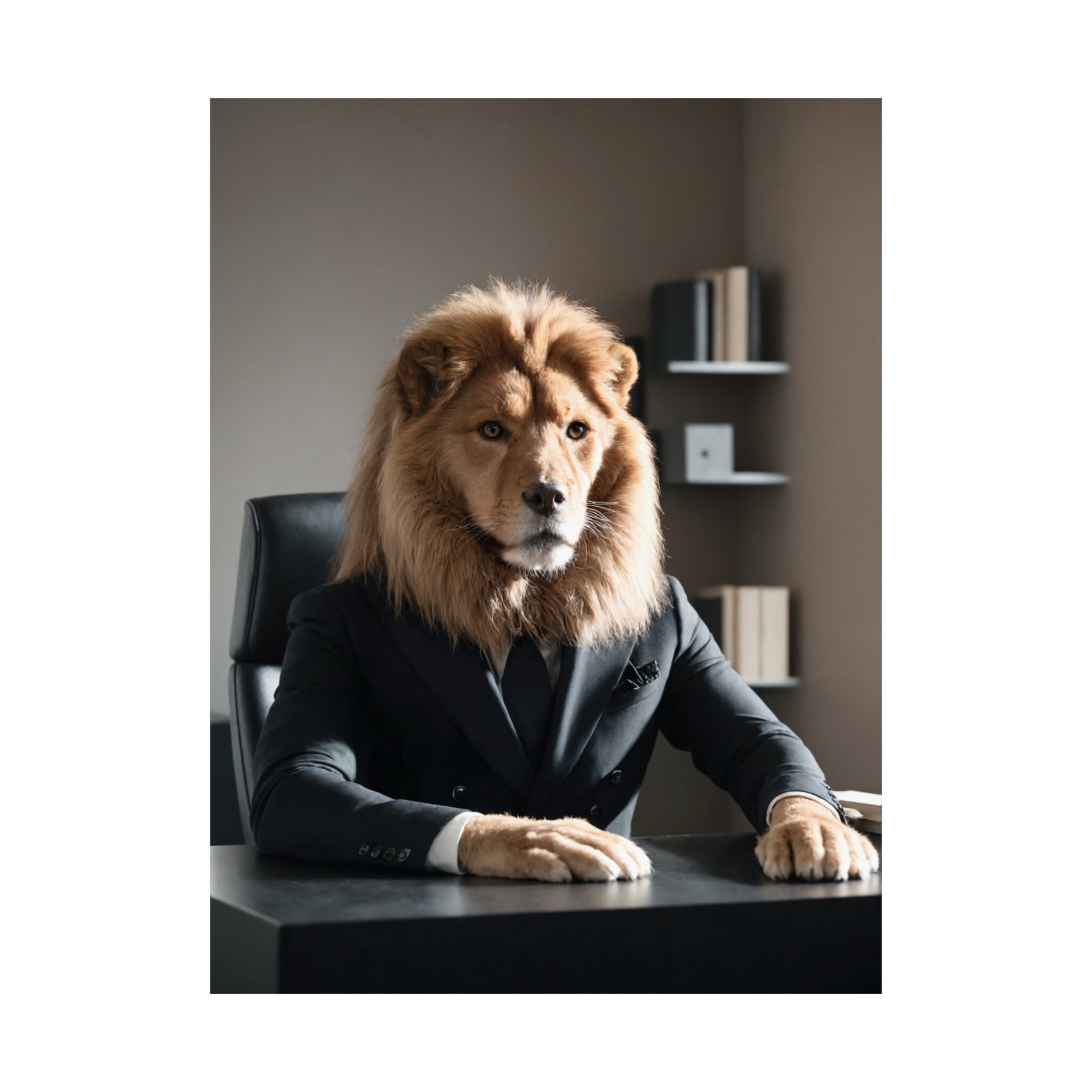 Lion Poster, Lion Wallpaper, Lion Boss, Lion at Work, Digital Art ...