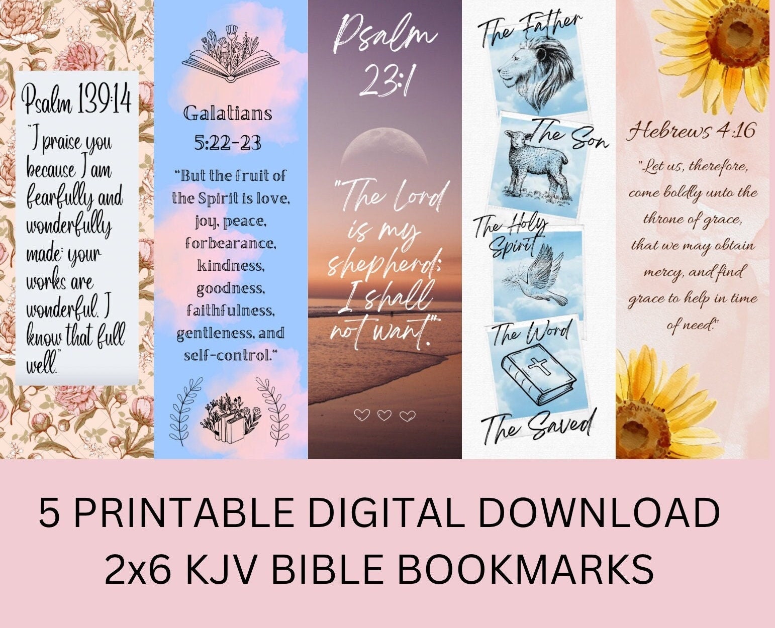 Printable KJV Bible Verse Digital Bookmarks - Etsy