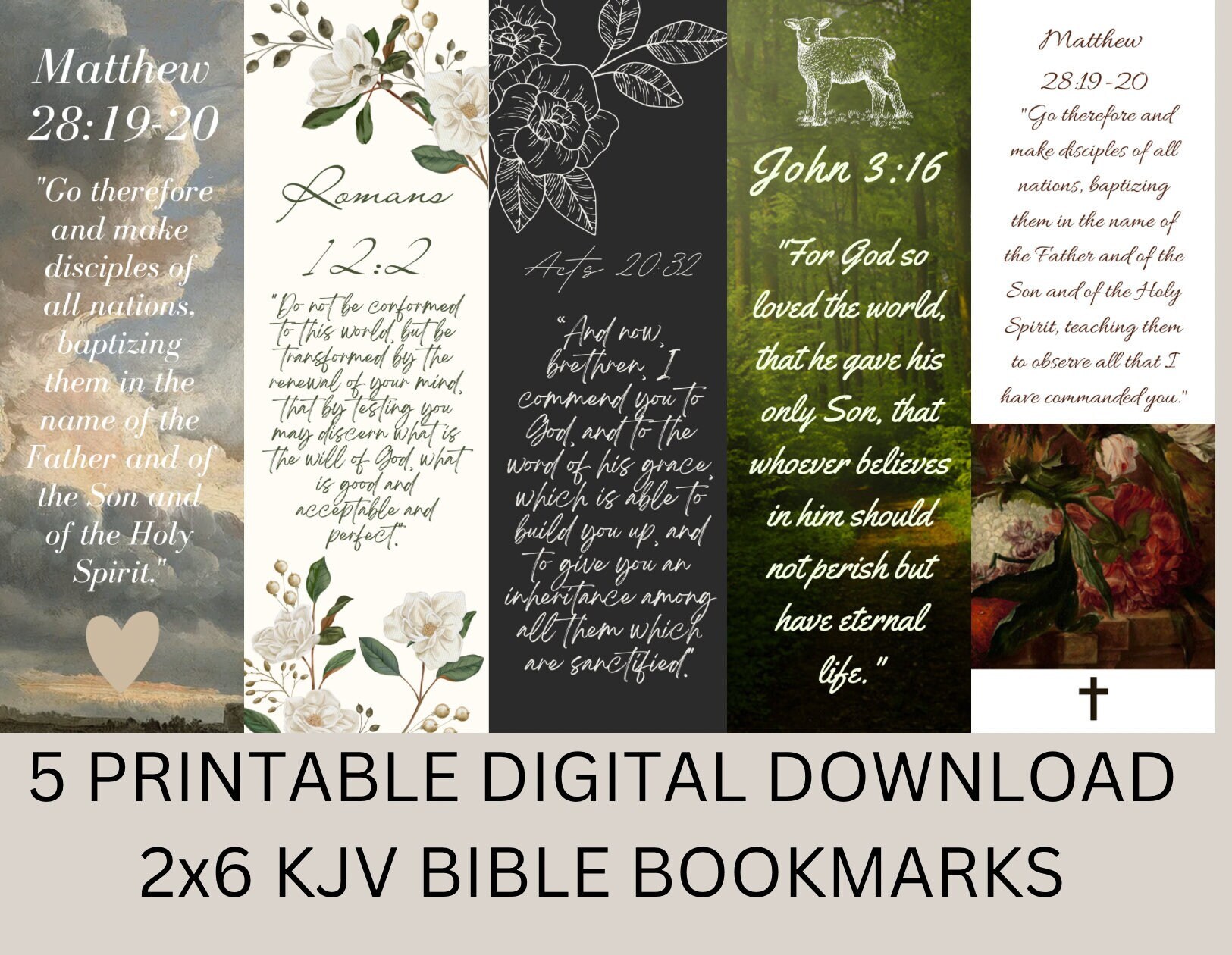 Printable KJV Bible Verse Digital Bookmarks - Etsy