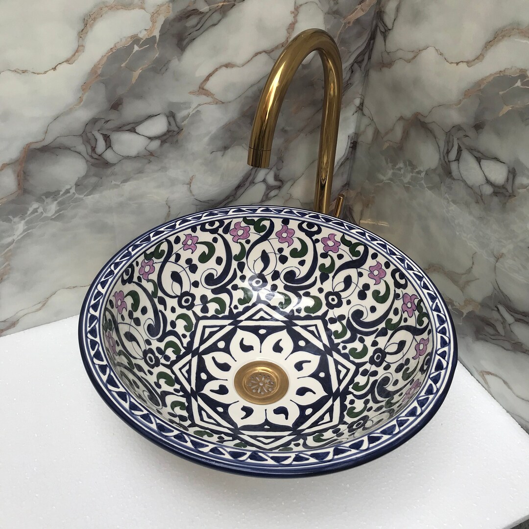 Blue Moroccan Sink, Handmade Moroccan Countertop Basin, Craft Handmade ...