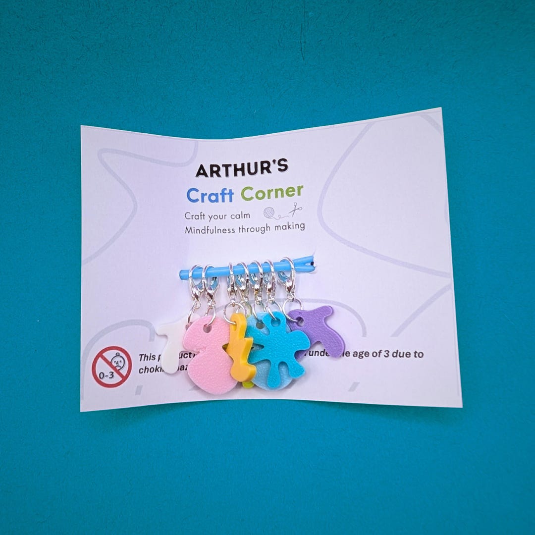 Set of 7 3D Printed Knitting Stitch Markers, Splat Design, Unique ...