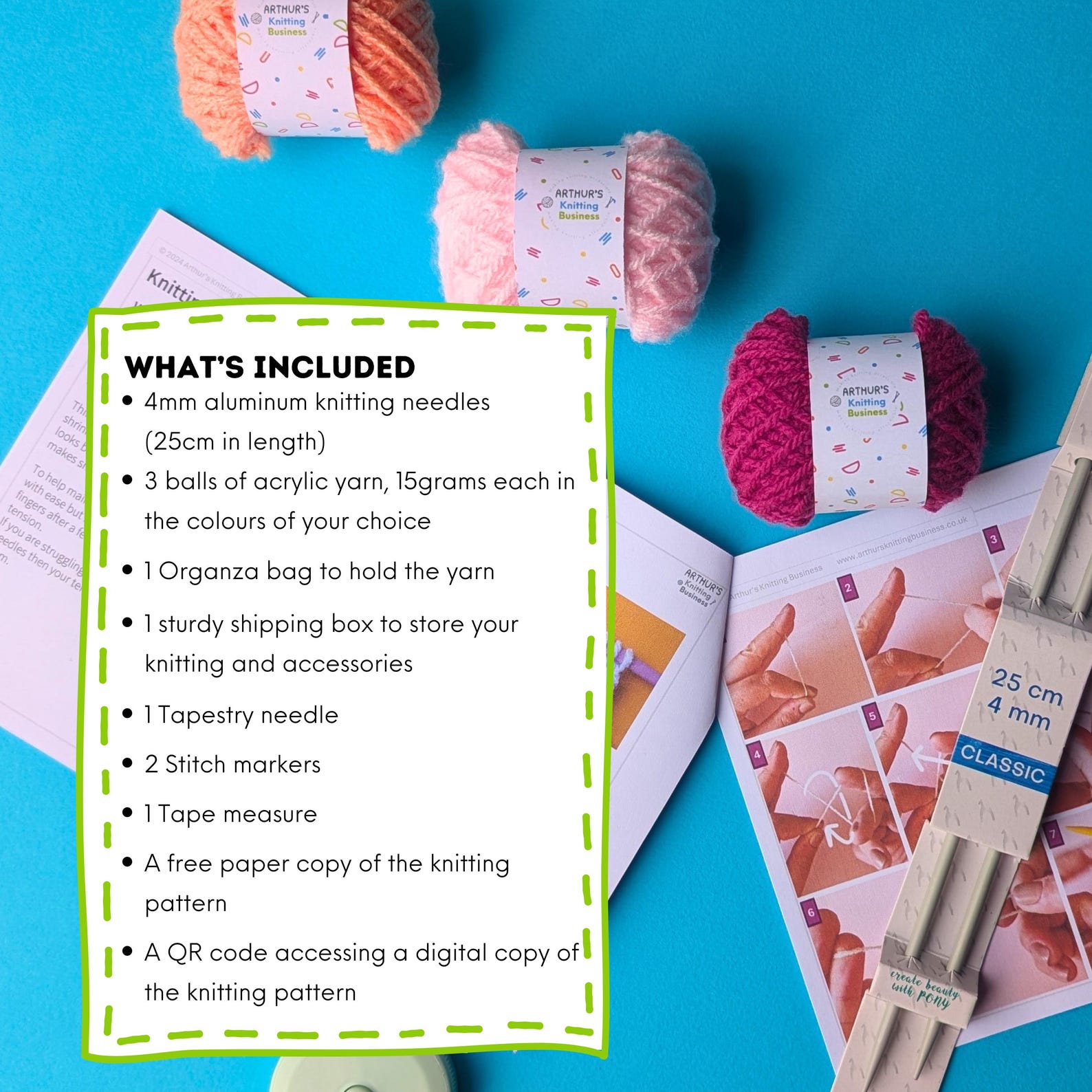 Learn to Knit Kit, Simple and Easy to Follow Instructions With Tools ...