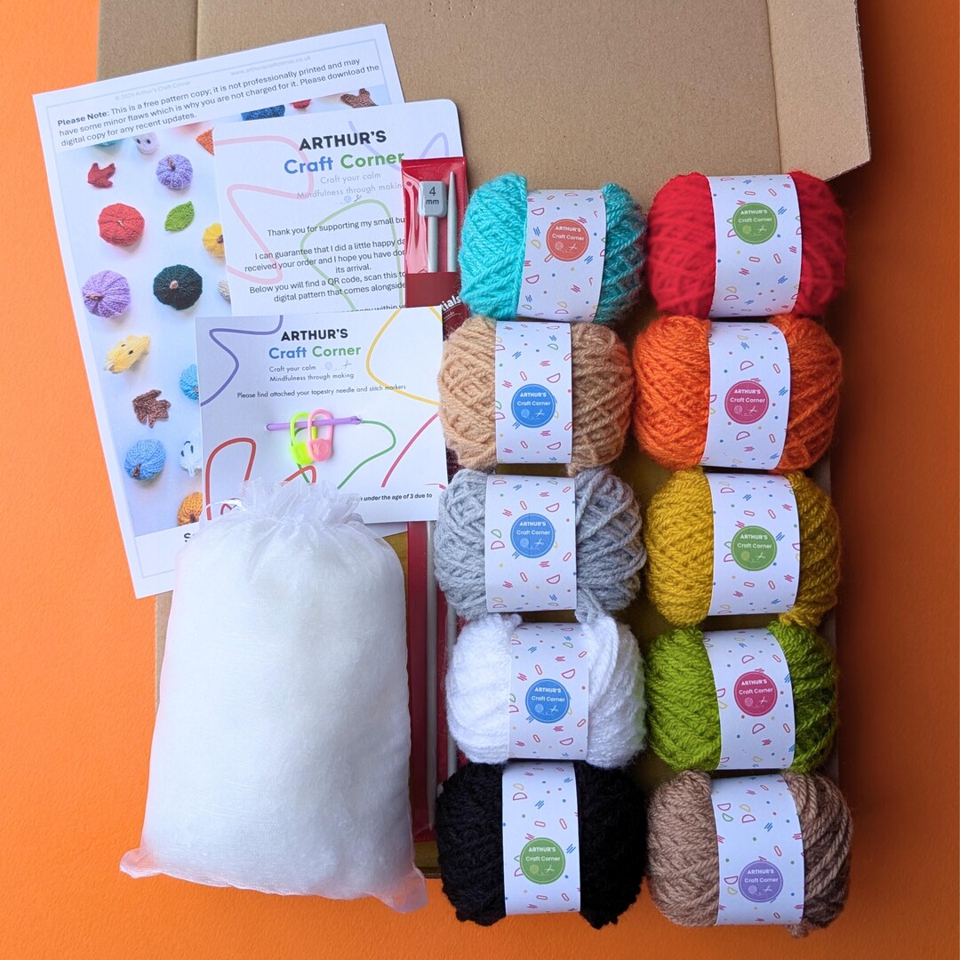 Knitting Starter Kit: Autumn Decor - Pumpkins, Ghosts, Leaves - Etsy
