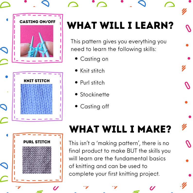 Learn to Knit Kit, Simple and Easy to Follow Instructions With Tools ...