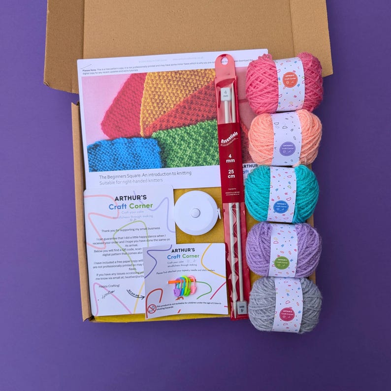 Beginner Knitting Kit: Learn to Knit, Includes Yarn & Needles and ...