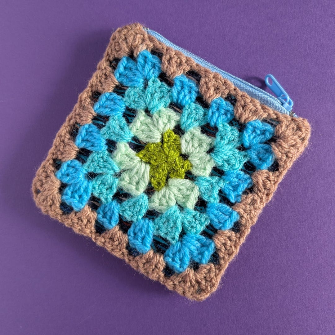 Granny Square Crochet Pouch: Knitting Accessories, Coin Purse - Etsy