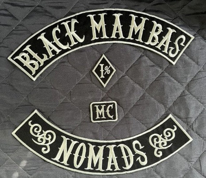 Black Mambus NOMADS Motorcycle Club MC Biker Iron on Patch Rockers Vest ...