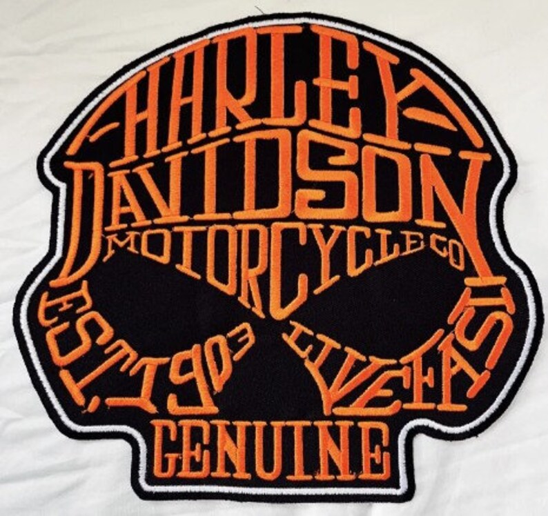 Harley Davidson Skull Biker Iron on Sew on Patches & Rockers 3-pecs ...