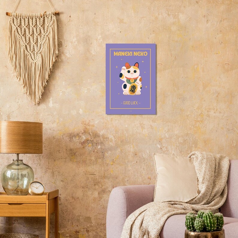 Maneki Neko Good Luck, Art Print, Japanese Wall Art, Poster - Etsy