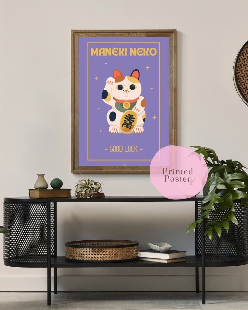 Maneki Neko Good Luck, Art Print, Japanese Wall Art, Poster - Etsy