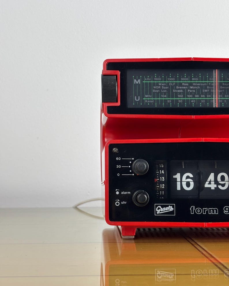 Graetz Form 99 C Radio Clock, 1970s, Space Age, Vintage Alarm Clock ...