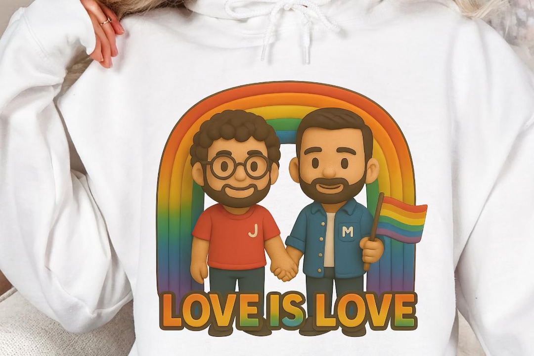 Gay Couple Art Toy PNG – Pride Month Rainbow “love is Love” Chibi ...