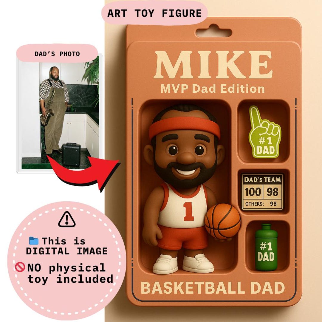 Basketball Dad Custom Art Toy, Funny Fathers Day Gift, Chibi Style ...