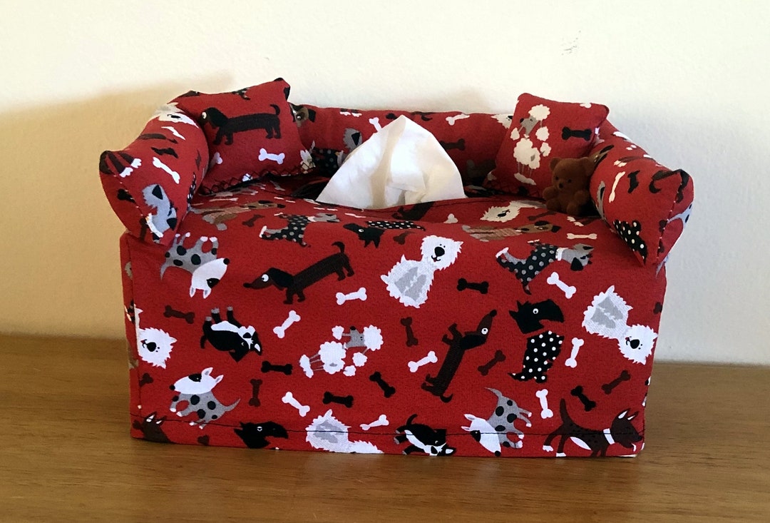 Mini Couch Tissue Box Cover Red Dogs - Etsy