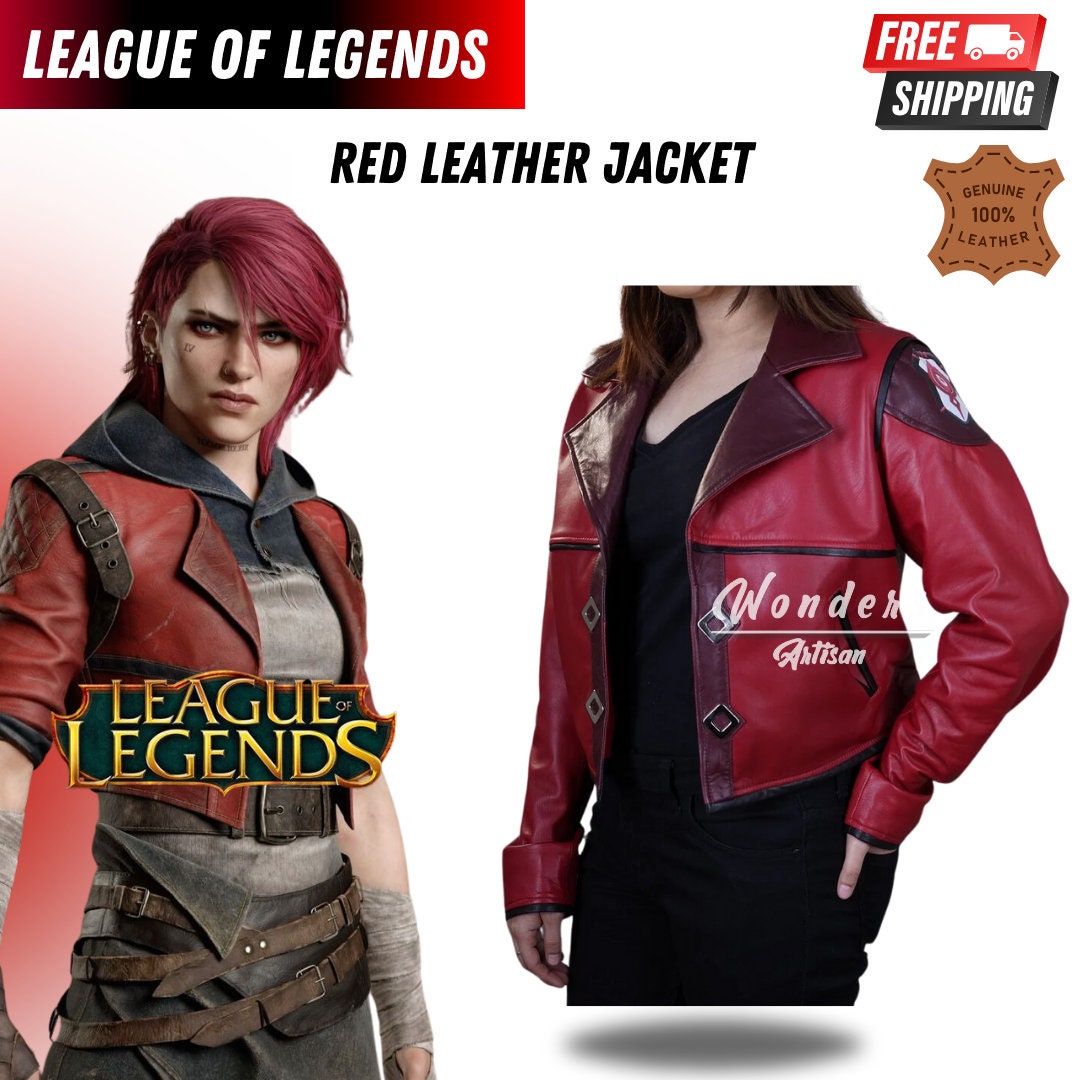 League of Legends Arcane Vi Cosplay Jacket Arcane Vi Red Leather Jacket ...