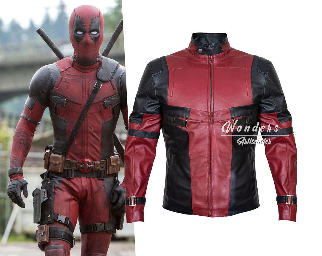Deadpool Costume Ryan Reynolds Cosplay Inspired Red Leather Jacket ...
